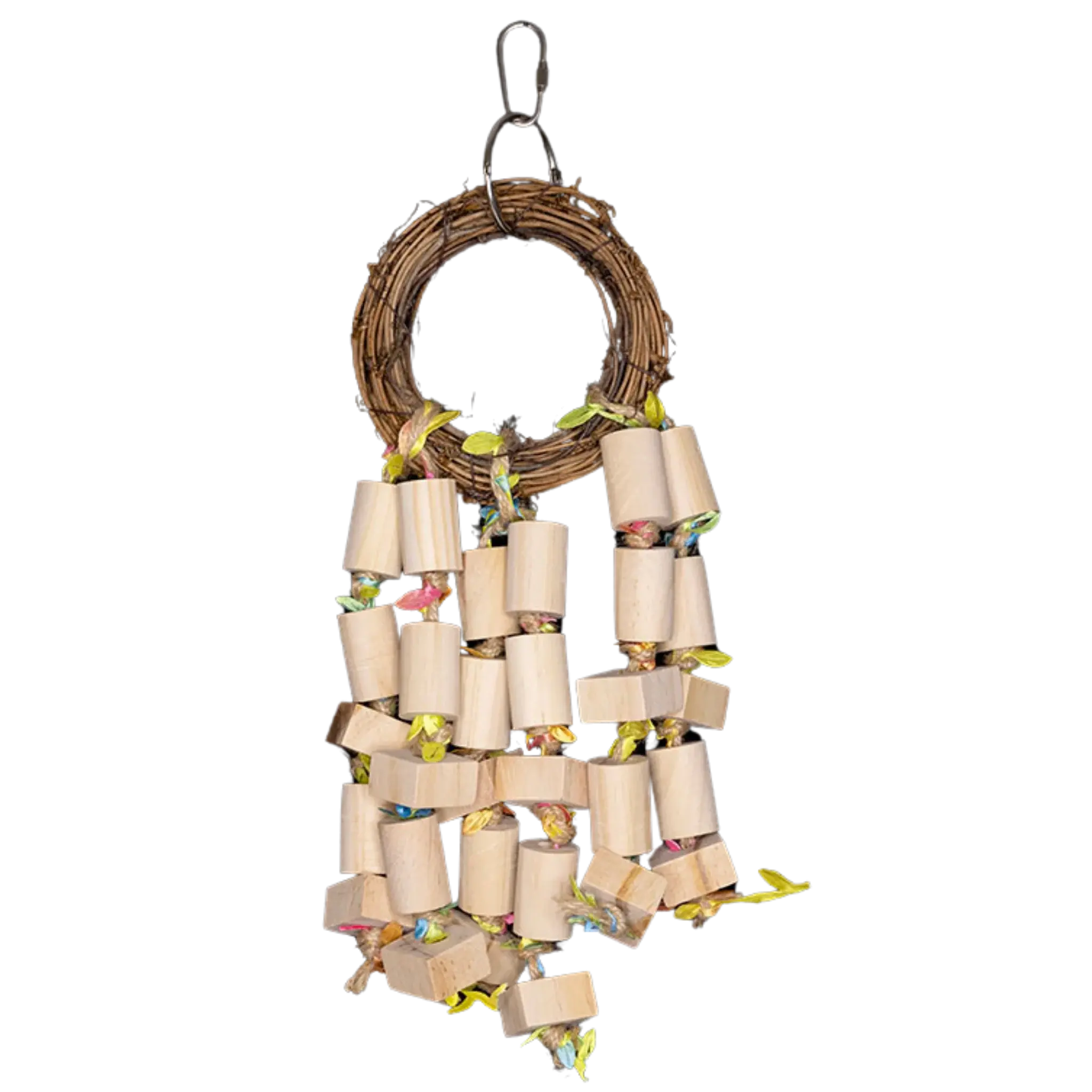 Cane Ring with Wooden Blocks Bird Toy – Lou Lou Bells Bird Toys