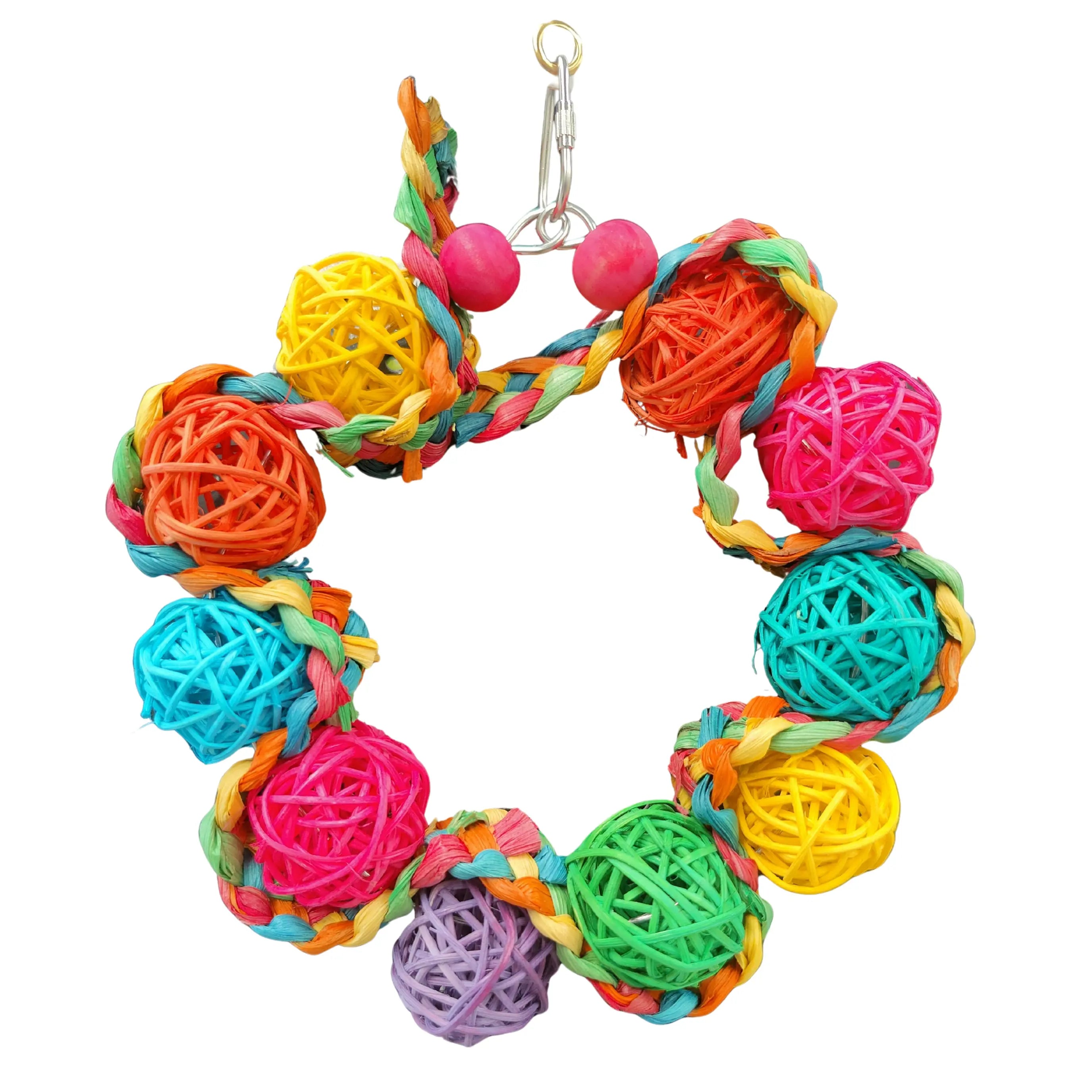 Coloured Cane Ball Weave Ring Bird Toy - Lou Lou Bells Bird Toys