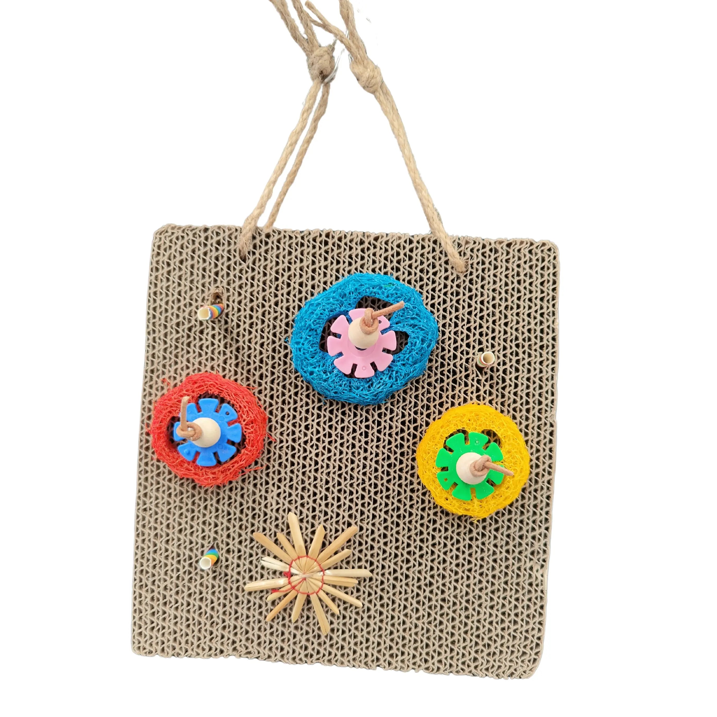 Hanging Cardboard with Lufa Bird Toy - Lou Lou Bells Bird Toys