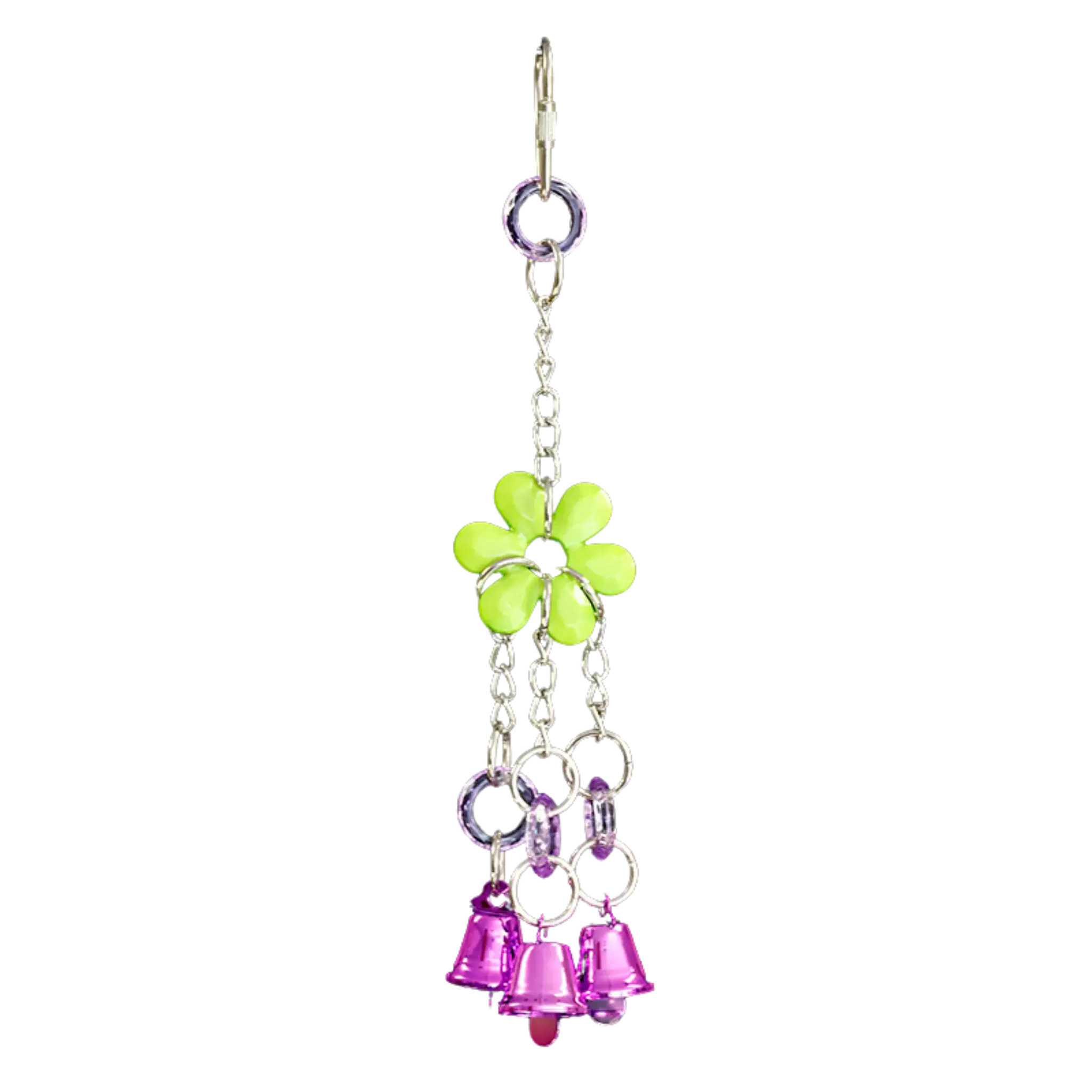 Large Flower Bead with 3 Coloured Bells Bird Toy - Lou Lou Bells Bird ...